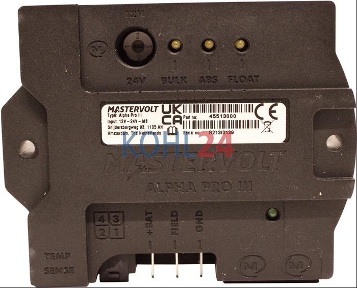 Alpha Pro III Laderegler 12 Volt bzw. 24 Volt Original Mastervolt-E3209 ...